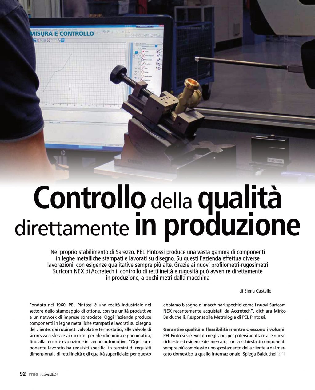 Controllo della qualità direttamente in produzione - Meccanica Plus